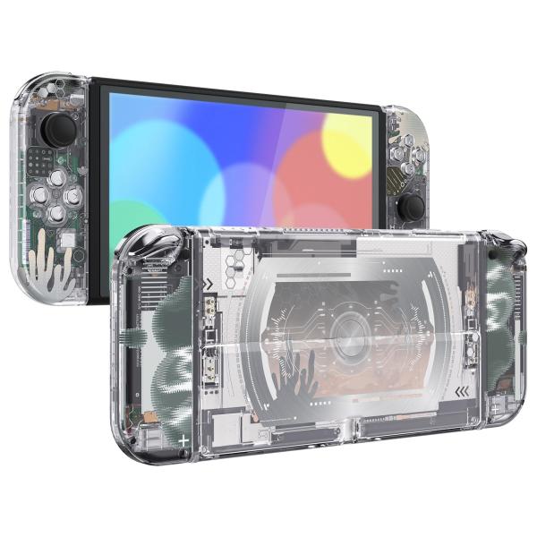 Color:シルバースプラッシュ 本体ではない-eXtremeRate switch oledに対応用パターン柄バックプレート＆PCスイッチ 背面スタンド、switch 有機elに対応用スイッチ ジョイコンハンドヘルドコントローラーハウジン...