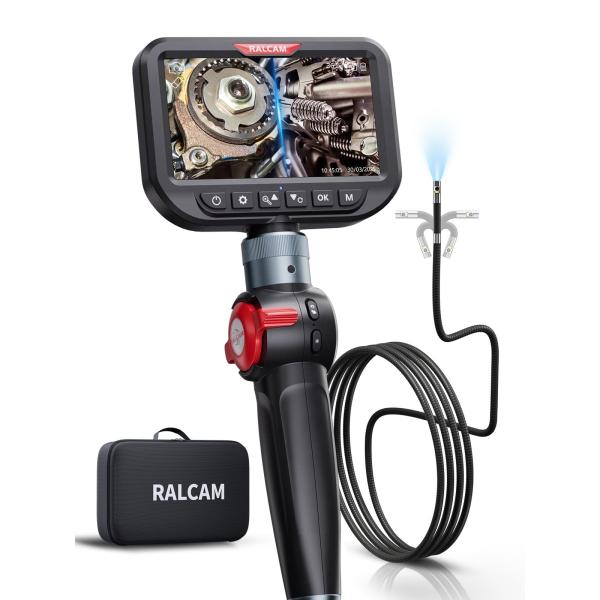 Size:6.5MMデュアルレンズ-1.5M半剛性ケーブル Ralcam ファイバースコープ デュアルカメラ 先端可動式 6.5mm超細径 二方向同時撮影 5インチIPS液晶 暗所対応LED 工業用内視鏡カメラ IP67防水防塵 車検修理用...