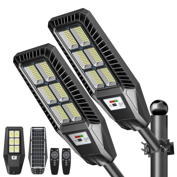 Size:2個入り Qifeiyax LEDソーラー街灯 屋外 ソーラーライト 高輝度 10000LM IP66防水 センサーライト 人感・明暗センサー 5パターン点灯モード 明るさ調整 自動点灯/消灯 防犯対策 リモコン付き ソーラ外灯 ...