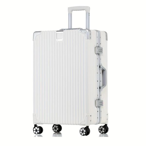 Color:ホワイト_Size:Sサイズ/一部の航空会社で機内持込（1-3泊） [Roamifyland] スーツケース 機内持ち込み 大容量 アルミフレームタイプ キャリーケース 軽量 キャリーバッグ 耐衝撃 大容量 Sサイズ シンプル ...