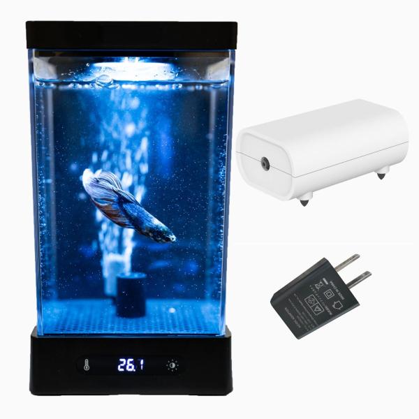 Color:黒 小型ベタ 水槽 コンパクト FiSH-α1 1.6L 20-30°C温度設定 酸素ポンプ付 調光LEDライト付 水換え簡単 ブラック【寸法】114mm×114mm×205mm(幅×奥行き×高さ)【容量】1.6L【材質】ポリカ...