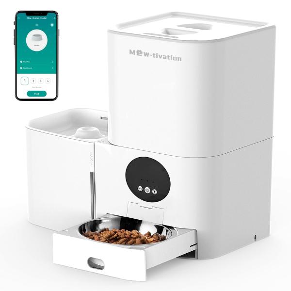 【業界初登場！2in1一体型 】自動給餌器 猫 中小型犬用 給餌器＆給水器 一体型 スマホ遠隔操作 Wi-Fi対応 1日10食 定時定量 5L大容量フードタンク 3L水タンク 自動餌やり機 音声録音 静音設計 2WAY給電 2匹用 多頭飼い...