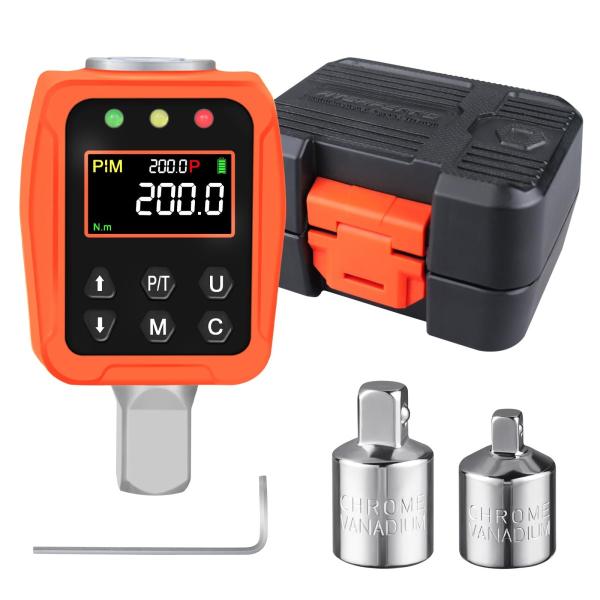 Size:1/2'' (12.7mm) 10-200N.m-5Set ATsafepro 1/2" デジタルトルクメーター10-200 Nm, 1/2"ドライブ + 3/8"・1/4" アダプタ付き ±2% 精度5 単位, プレセット型 ト...