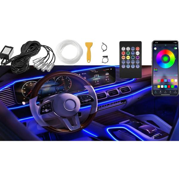 アンビエントライト 5IN1 車 LEDテープ 高輝度 雰囲気 USB式/シガー式 RGB 無限調色 無段階調光 車内装飾 サイズ調節可能 フットランプ 音による変色 インテリア スマホアプリコントロール 6メートル【カラーモード】設置され...