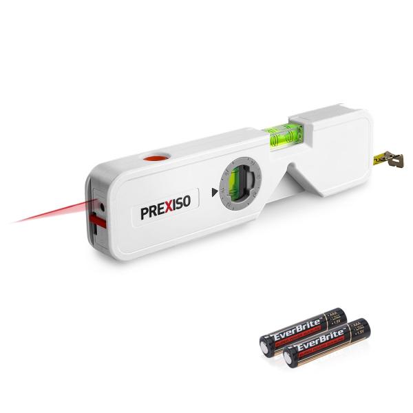 Color:白 PREXISO 水平器 水準器 レーザーレベル 1台3役 角度計 ミニ水平器 ミニレベル コンベックス アクリルチューブ バブルレベル 水平気泡管 ダイヤル式気泡管 傾斜計 3m物差し レーザーライン 棚取付 壁掛け 日曜大...