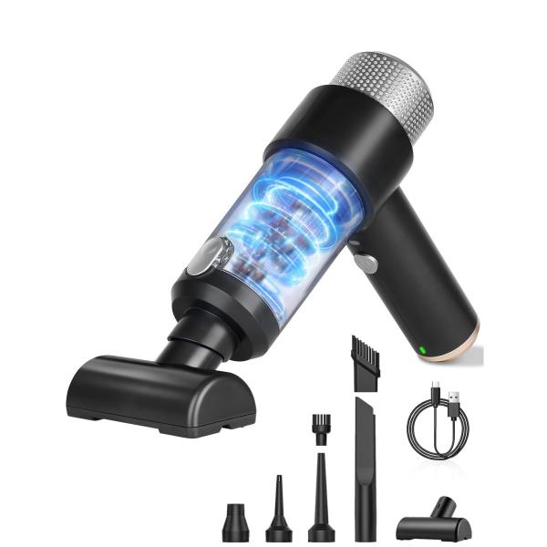 Color:ブラック Zabapure ハンディークリーナー 車用掃除機 コードレスハンディ掃除機 4in1電動エアーダスター機能つき32000PAパワフル超強力吸引 4000mAHバッテリー内蔵 Type-C充電 ポータブル 小型 強力 ...