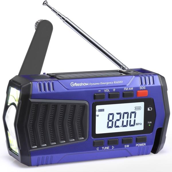 Greeshow 防災ラジオ 多機能 手回しラジオ デジタル選局 FM/AM/SWラジオ 高感度 5000mAh usb充電式 ソーラー充電 SOSサイレン 防災士推奨 防災グッズ 災害用 小型 携帯 キャンプ 緊急用 非常用 防水 スマホ...