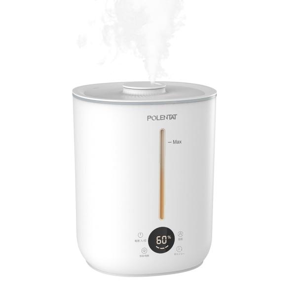 Color:ホワイト POLENTAT 加湿器 タンク一体型 超音波式 大容量 2.8L 上から給水 絶対水漏れしない お手入れ簡単 フィルターなし 自動湿度調整 液晶ディスプレイ アロマ 卓上 静音 6-10畳 省エネ タイマー ナイトラ...