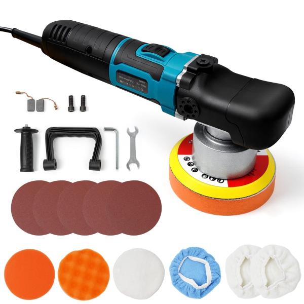 ポリッシャー ダブルアクション コード式 8mm ランダムオービタル 125mm 5段変速 2500?4500rpm 900W 電動ポリッシャー カーポリッシャー 研磨機 車 バイク用 小型 洗車 鏡面仕上げ 傷消し 車磨き 艶出し 錆取り...