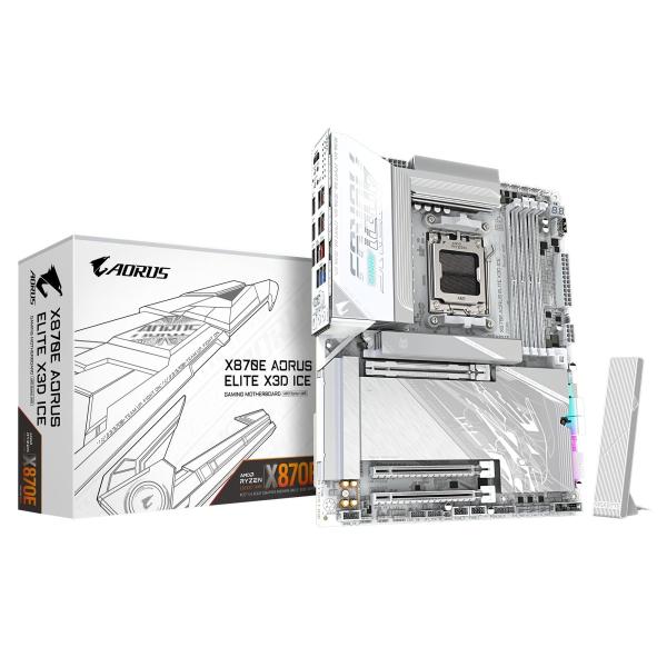 GIGABYTE X870E AORUS ELITE X3D ICE ATX マザーボード MB6872AMD X870E搭載、Ryzen X3Dシリーズに最適化された機能を備えつつ、ホワイトを基調としたスタイリッシュな外観を持つATXマザ...