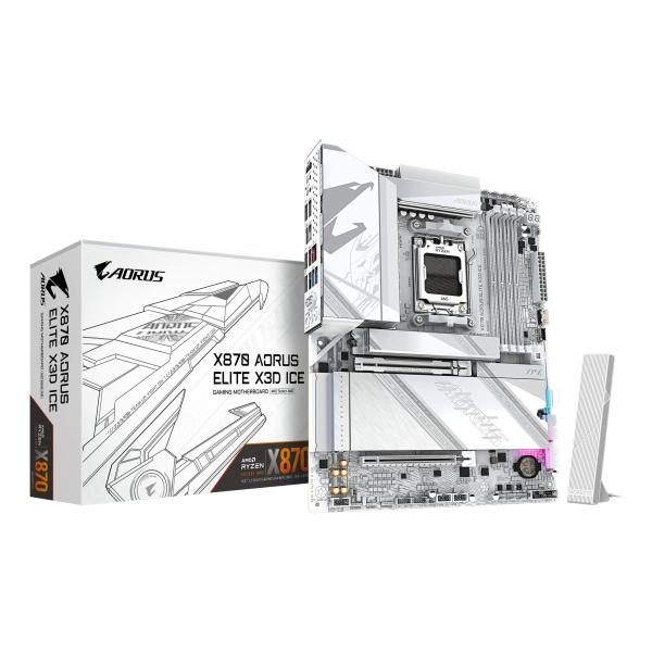 GIGABYTE X870 AORUS ELITE X3D ICE ATXマザーボード ホワイト MB6890AMD X870チップセット搭載、白を基調としたスタイリッシュなデザインと、AI制御によるX3D Turbo Mode 2を搭載す...