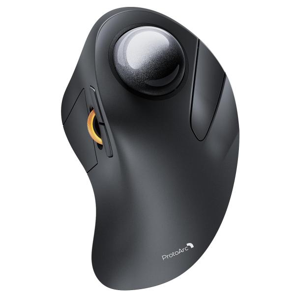 Color:ブラック ProtoArc EM03 NL トラックボールマウス 人差し指 静音 無線 2.4GとBluetooth両対応 3台同時接続 ワイヤレスマウス トラックボール USB充電式 中指操作 6ボタン 5段階DPI切替 Wi...
