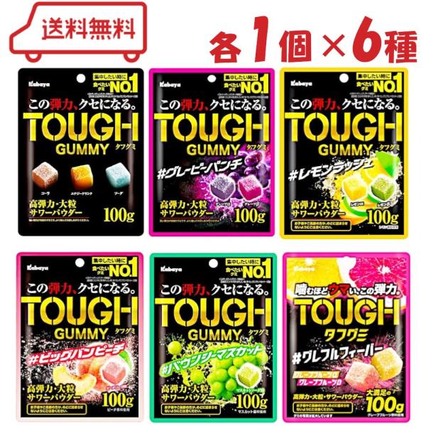 噛み続けたくなるやみつきのウマさ！噛むほどウマい、この弾力。6種アソート（ タフグミ / グレーピーパンチ / レモンラッシュ / ビッグバンピーチ / バウンシーマスカット / グレフルフィーバー ）( 送料無料 迅速配送 詰合わせ 詰合...