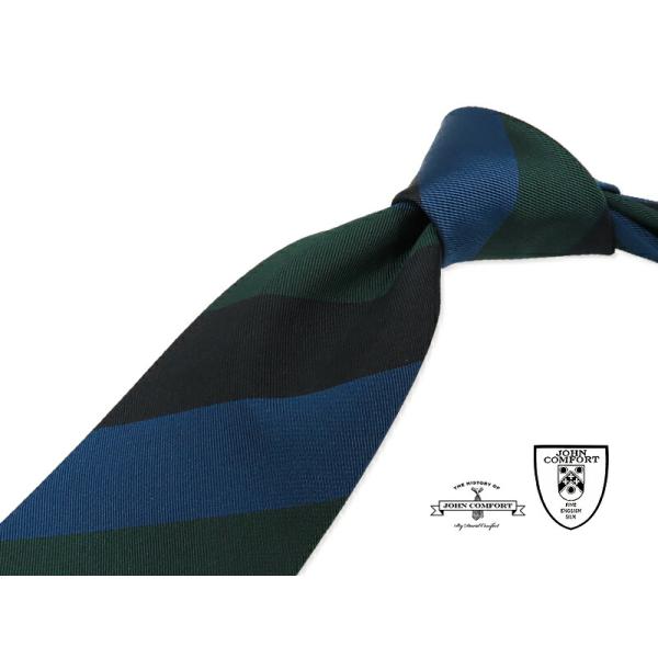 色柄 ：グリーンｘブルーｘブラックのストライプ素材 ：SILK 57% COTTON / 綿43%JOHN COMFORT（ジョン コンフォート）の生地は、デザインごとに織機や糸の設定を細かく調整し、英国の歴史あるファクトリーで特別に織り上...