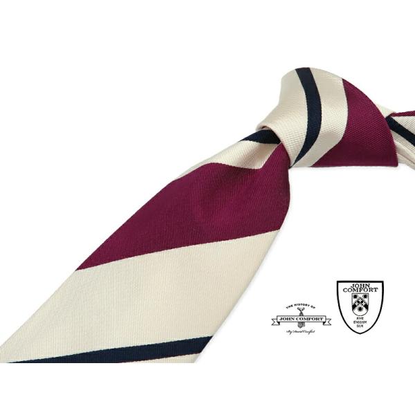 色柄 ：オフホワイト地ワイン×濃紺ラインのストライプ素材 ：SILK 57% COTTON / 綿43%JOHN COMFORT（ジョン コンフォート）の生地は、デザインごとに織機や糸の設定を細かく調整し、英国の歴史あるファクトリーで特別に...