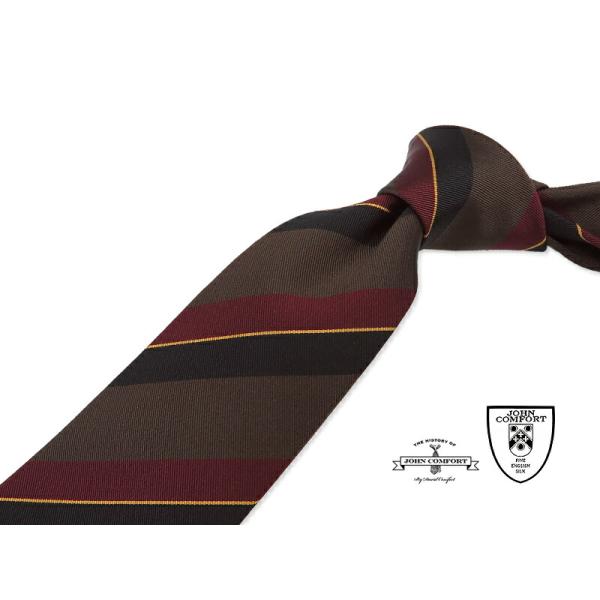 色柄 ：ブラウン地にエンジｘイエローxブラックのストライプ素材 ：SILK 57% COTTON / 綿43%JOHN COMFORT（ジョン コンフォート）の生地は、デザインごとに織機や糸の設定を細かく調整し、英国の歴史あるファクトリーで...