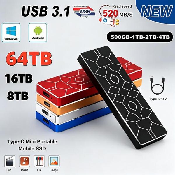 USB3.1 高速伝送対応、USB-A/USB-C 両端子互換でパソコン・タブレットはもちろんスマホにも接続可能。優れた耐衝撃設計を搭載し、落下や衝撃から大切な写真・動画・仕事データをしっかり守ります。商品内容ポータブル SSD商品特徴ポー...