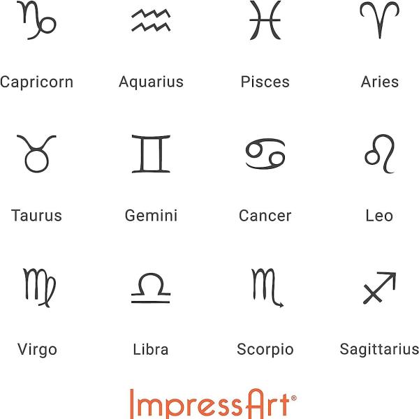 12星座のデザイン刻印セットHoroscope Stamp Pack デザインサイズ　最大約３mm12本組使いまわしがしやすい3ミリサイズです。最高水準で製造されたプロ品質の刻印です。さびを防ぐために油で軽くコーティングして保管してください...