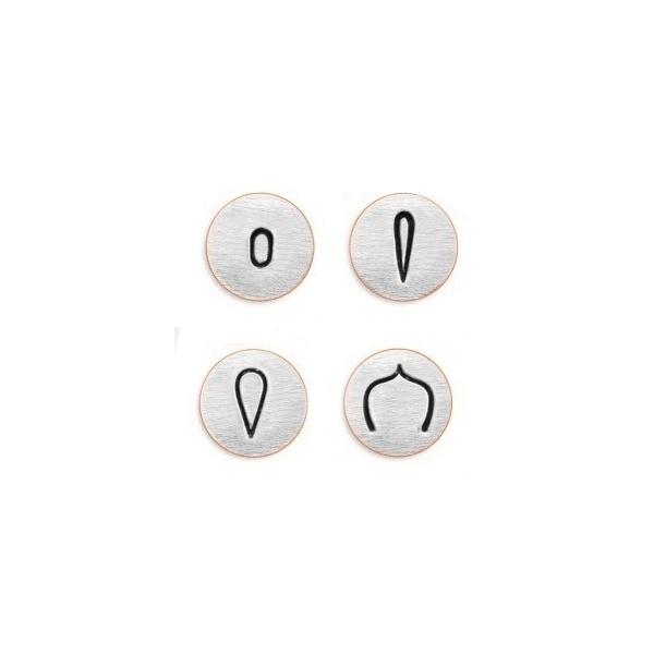 曼荼羅のデザイン刻印セットMandala　Pack 2文字サイズデザイン画像左から小さいオーバル 最大約3mm小さいしずく 最大約6mm大きいしずく 最大約6mm大きな縁取り 最大約6mm＊・＊・＊・＊・＊・＊・＊・＊・＊・＊・＊・＊・＊・...