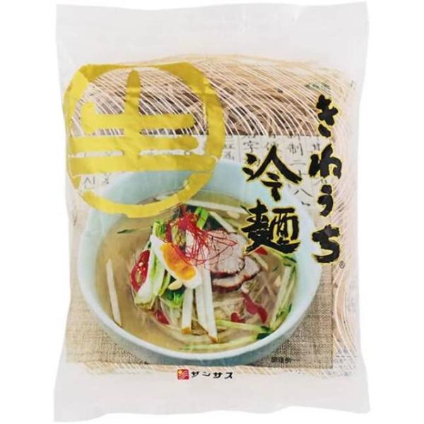 商品の説明コシの強さとコリコリした食感で人気のサンサスきねうち麺です。沸騰したお湯で麺を茹で、冷水で洗ってから、お好みのスープでお召し上がり下さい。 スープは濃縮タイプの冷麺用です。辛味の素は別包になっているのでお好みで調節することができま...