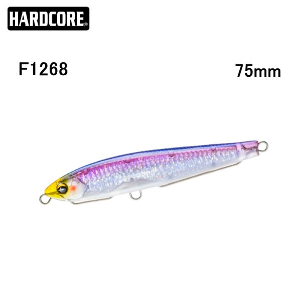 商品名：ソニックブーム SB ショットタイプ：シンキング商品番号： F1268サイズ：75mm重量：17ｇリングサイズ：#4フックサイズ：#4飛距離：MAX70mレンジ： ALL RANGEカラー/JANコード： 1.HBPCブルピンキャン...