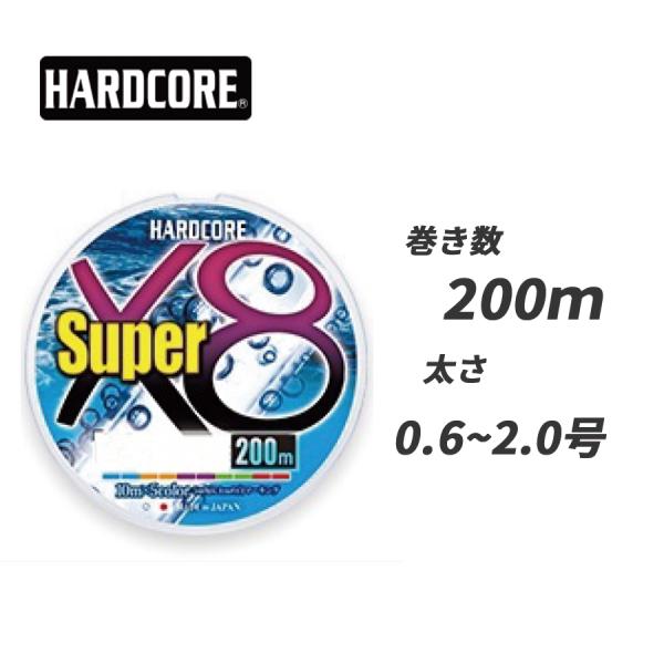 メーカー・ブランド名： デュエル(DUEL) PE HARDCORE Super  X8 200m品番：H4314、H4315、H4316、H4317、H4318、H4319製品形態：200ｍ巻色：5色マーキング号数：0.6号、0.8号、1...