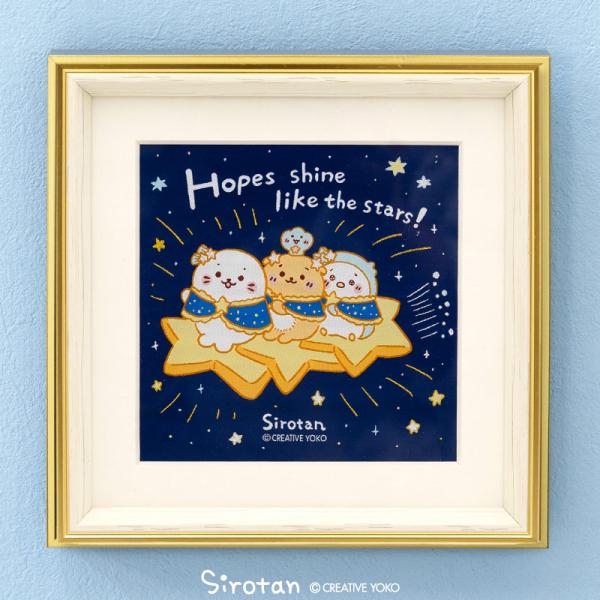 金色の縁がアクセントのフレーム付き織生地ならではの温かみや繊細さがある一品金糸や銀糸を使った星々がロマンチック【商品サイズ】19.5×19.5cm【素材】フレーム：プラ（ポリエチレン MDF）台紙：紙絵：ポリエステル透明板：PVC 【原産国...