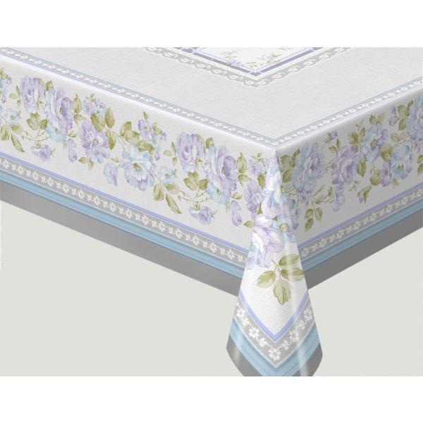 かわいい おしゃれ レース 花柄 エレガント モダンテーブルクロス クロス カバー 既製クロス 汚れ防止 デスクマット マット  防水        1枚物 テーブルクロス ハーバーS （ライトブルー） 120cmx150cm