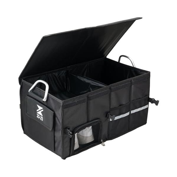 ボックスブラック/72L/573660511・Color:ブラックSize:72L・大容量の車収納ボックス荷物がたくさん入ってスッキリと整理できる、車用の収納ボックスです。収納する荷物量に合わせて折り畳むことで、コンパクトに使えます。・防水...