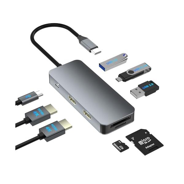 8 IN 1-/-/8-in-1・Style:8 IN 1・8-in-1 ドッキングステーション HDMI 2つスティックタイプで携帯性を高めつつ、USB C・Thunderbolt対応で各種端末に接続できるステーションです。HDMI×2・...
