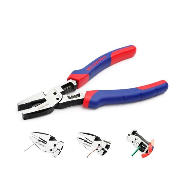 プライヤー赤＆青/WORKPRO 多機能強力ペンチ パワーペンチ 200mm/W031139AJ・パッケージ個数:1・多機能:ペンチ、ニッパー、ボルトカッター、ストリッパーを集大成、てこ原理を活かして更に省力です。・品質:高性能特殊鋼に熱処...