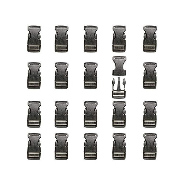 サイドリリースバックルブラック/20mm/-・Size:20mm・セット：20個　幅：20ｍｍ・素材：プラスチック・カラー：ブラック・重さ：110gぐらい、しっかり止める・使用場合：抱っこ紐、ベルト、子供のリュック、犬の胴輪、ヘルメット、バ...
