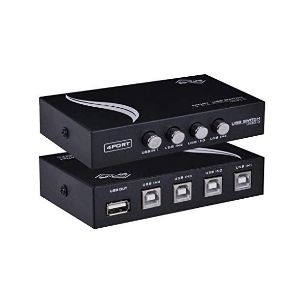 -/USB-B 4入力1出力/-・Size:USB-B 4入力1出力・4台のPCでUSB機器を共有：本USB2.0切替器は、4台のパソコンから1つのUSB機器（マウス、プリンターなど）を共有できる便利なアイテムです。すべての端子が同じ方向に...