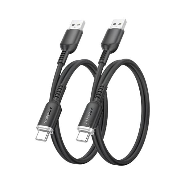 ブラック/0.6m/-・Size:0.6mColor:ブラックNumberOfItems:2・?シリコン製で極上の柔らかさ高品質シリコン製のSUNGUY USB-A - USB-Cケーブルは、硬いナイロン編みやTPEケーブルを凌駕する、雲の...