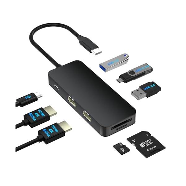 8 IN 1 黒 4K@60Hzブラック/-/ALG-8IN1・Style:8 IN 1 黒 4K@60Hz・8-in-1 ドッキングステーション HDMI 2つこのドッキングステーションは、パソコンのUSB Type-CまたはThunde...