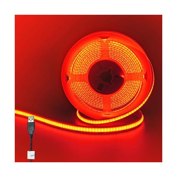 レッド/5VUSBD-2M-1個/5VCOB8MMD-USB-2-Red・Color:レッドSize:5VUSBD-2M-1個・パッケージ個数:1・「両面回路設計・超明るい」5V 320LEDs/m 2M 8mm レッド 両面回路チップ搭載...