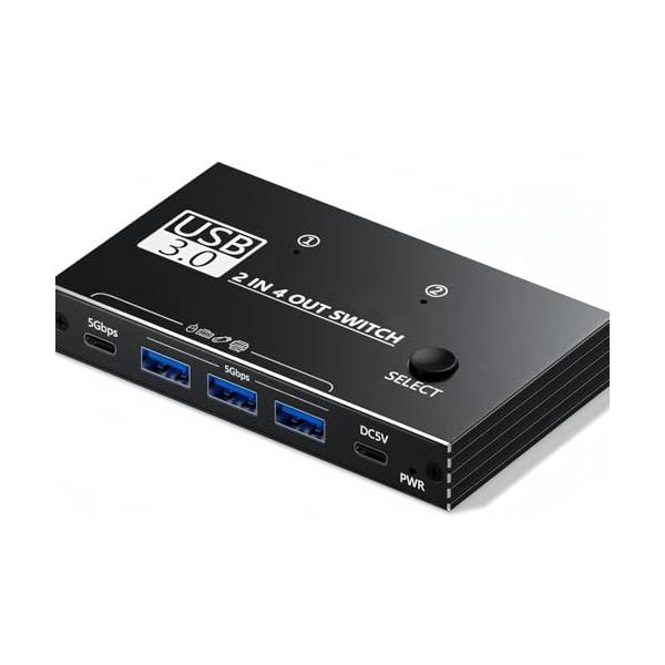 ブラック/2in4out/-・Size:2in4out・USB AとCのPC間で複数のデバイスを共有：3つのUSB Aと1つのUSB C入力ポートを備えたUSB切替器は、USB AとUSB Cコンピュータ間でキーボード、マウス、ヘッドフォン...
