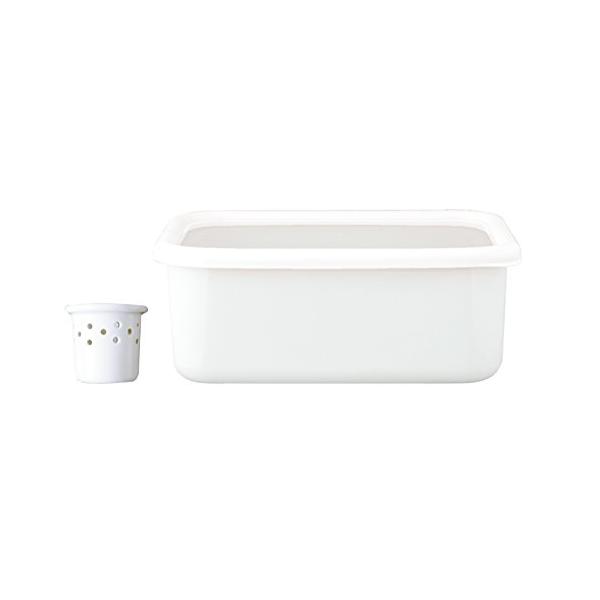 ぬか漬け容器 2.8Lホワイト/小/NK-201・Style:ぬか漬け容器 2.8L・パッケージ個数:1・サイズ:幅23.5×奥行17.5×高さ8.5cm・本体重量:690g・材質:本体/ほうろう用鋼板、蓋/ポリプロピレン(縁:エラストマー...