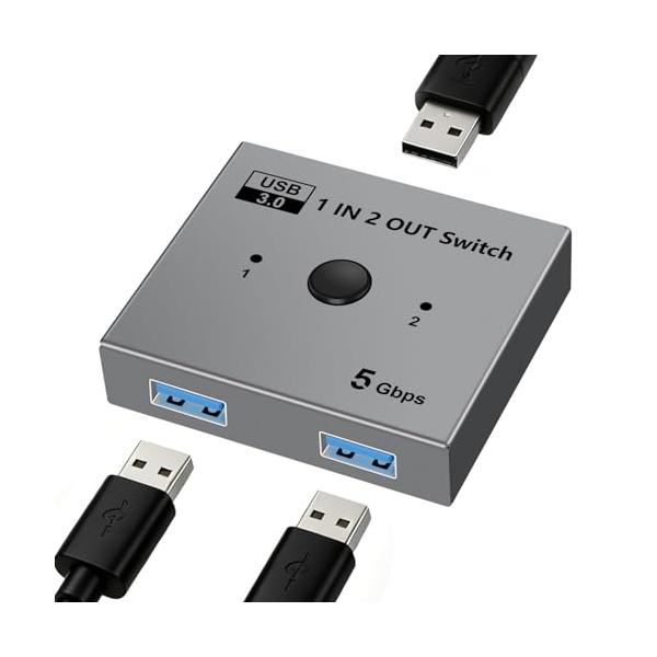 グレー/5CM/-・Size:5CMColor:グレー・双方向USB 3.0切替器・PC2台用USB 切替器を使えば、プリンター、マウス、キーボード、USBメモリなどのUSB対応機器を2台のパソコンで簡単に共有できます。逆に、2つのUSB機...