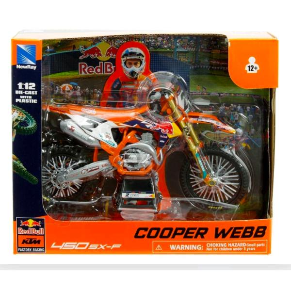 1:12ニューレイKTM 450 SX-F Red Bull #2 クーパー ウェブ ファクトリー モトクロッサーバイク ダイキャスト モデル  オフロード モトクロス スーパークロス