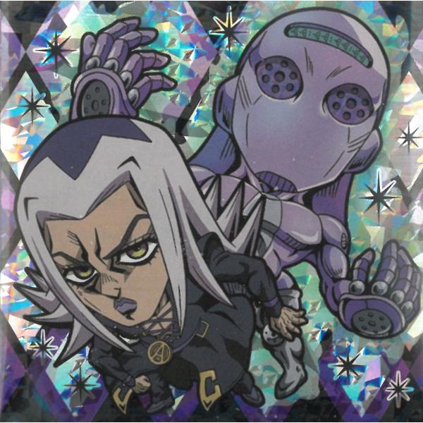 タイトル：　にふぉるめーしょん ジョジョの奇妙な冒険 シールウエハース 黄金の風 Episodio1 JO5-23 レオーネ・アバッキオ/M・B SR スーパーレアシリーズ：　ジョジョの奇妙な冒険 シールウエハース販　　売：　バンダイ