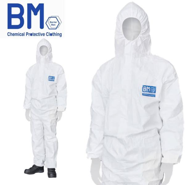 [カラー]ホワイト[サイズ]M・L・LL・3L・4L[特徴]・優れた透湿性＆液体防護性・感染性物質に対する防護・耐水度 2,000mm以上(JIS L 1092)[仕様]・ゴム入/フード、袖口、裾部分、背ウエスト・テープ付きファスナーカバー...