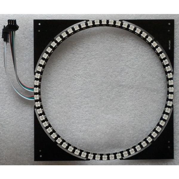 WS2812Bがリング状に60個数珠つなぎに接続されたカラーLEDボードです。リングの外径は169mm、153mmです。リングの周囲の枠は取り外してご利用ください。（ロットにより枠がついていないものもあります）WS2812Bはチップ内に制御...