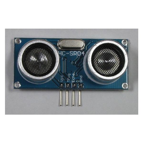 超音波距離センサーです。オプションの「ジャンパワイヤ-オス・メス20cmX10本」を利用すると、ArduinoボードやESP8266ボードに簡単に接続できます。