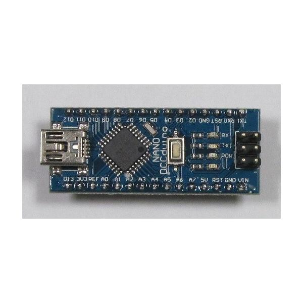 ATmega328Pを搭載したArduino NANO 3.0の互換機です。USBインターフェースにCH340Gを使用しています。（Windows7ではPCに専用のドライバーをインストールする必要があります。）