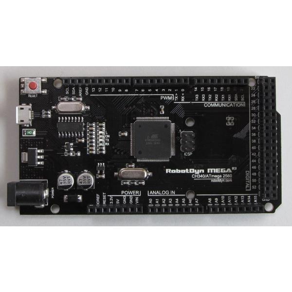 ATmega2560を搭載したArduino MEGA 2560 R3の互換機です。USBコネクタはmicroタイプです。USBインターフェースにCH340Gを使用しています。（Windows7ではPCに専用のドライバーをインストールする必...
