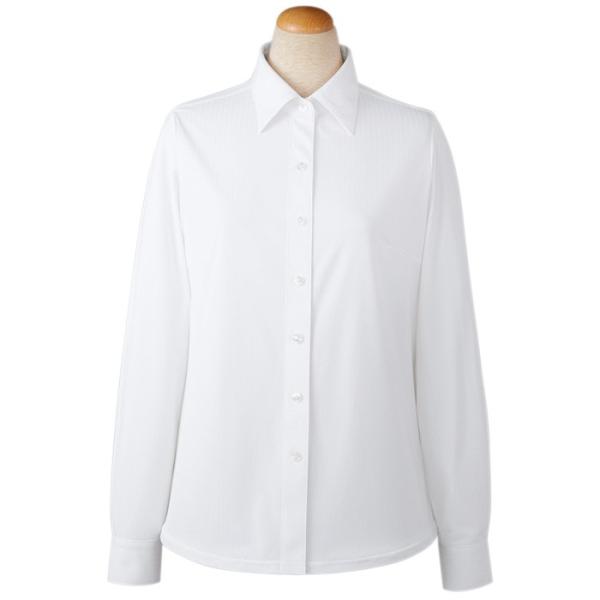 【素材・材質】スパークリングニット、ポリエステル100％【色】ホワイト【サイズ】5〜19号【関連ワード】ニット素材 吸水性 速乾 透け防止 ホームクリーニング【メーカー・品番】SELERY 長袖ブラウス 36788