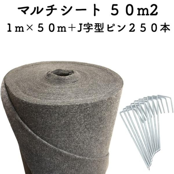 【発売日：2018年01月01日】【サイズ・規格】幅：1.0m 長さ：50m巻 材質：ポリエステル不織布 遮光率：98%耐用年数：約7年商品色：チャコールグレー J字型ピン素材：スチール個数：250本 長さ：長辺１５cm【特長】・吸水性・透...