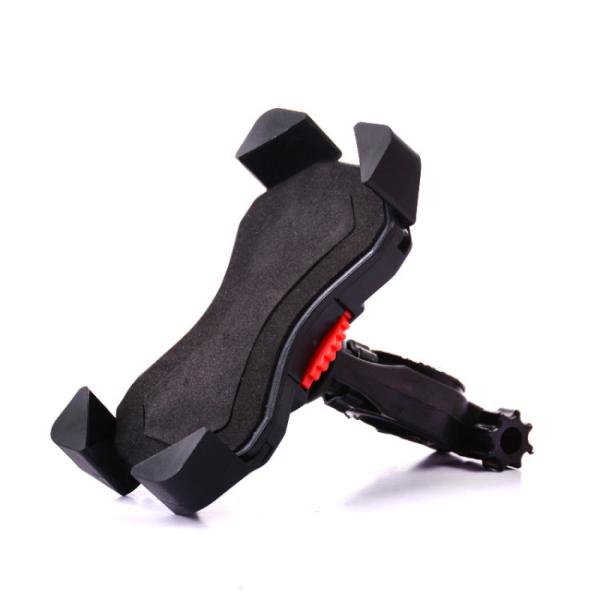 【自転車バイク用スマホホルダー】スマホの4隅に対して四本の爪を持つフックで固定し、ギヤを回してフックをしっかりと締めて固定します。振動でも携帯が落ちない。【360度回転で便利】平面360度回転できるジョイントを採用、横でも縦でもスマホの向き...