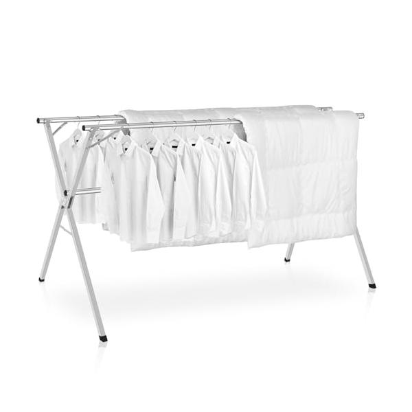 シルバー/幅130~200cm/布団干し 伸縮式 X型・Size:幅130~200cm・パッケージ個数:1・高品質ステンレスこのランドリースタンドは、洗濯セラーの隅に収納して、使用しないときのスペースを節約できます。留め具を含む素材はステン...